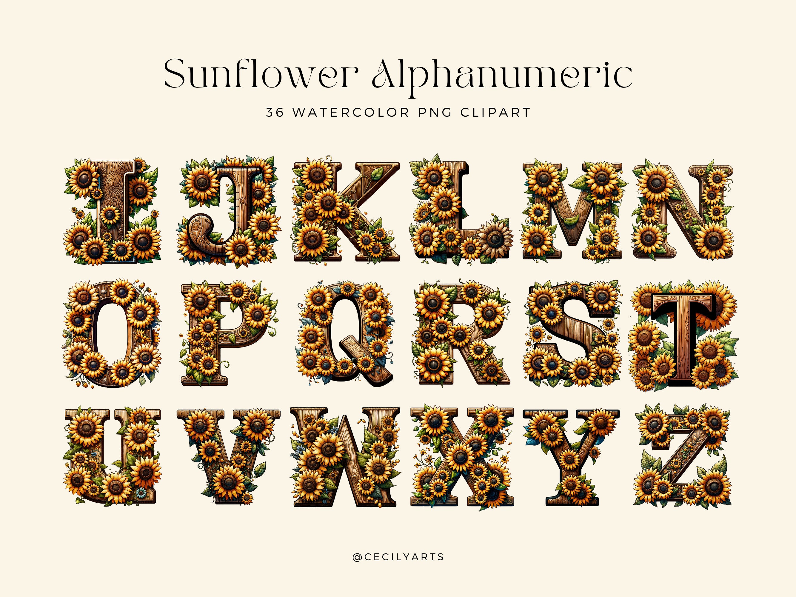 Sunflower Clipart Letter Sunflower Png Sunflower, Floral Alphabet A - Z ...