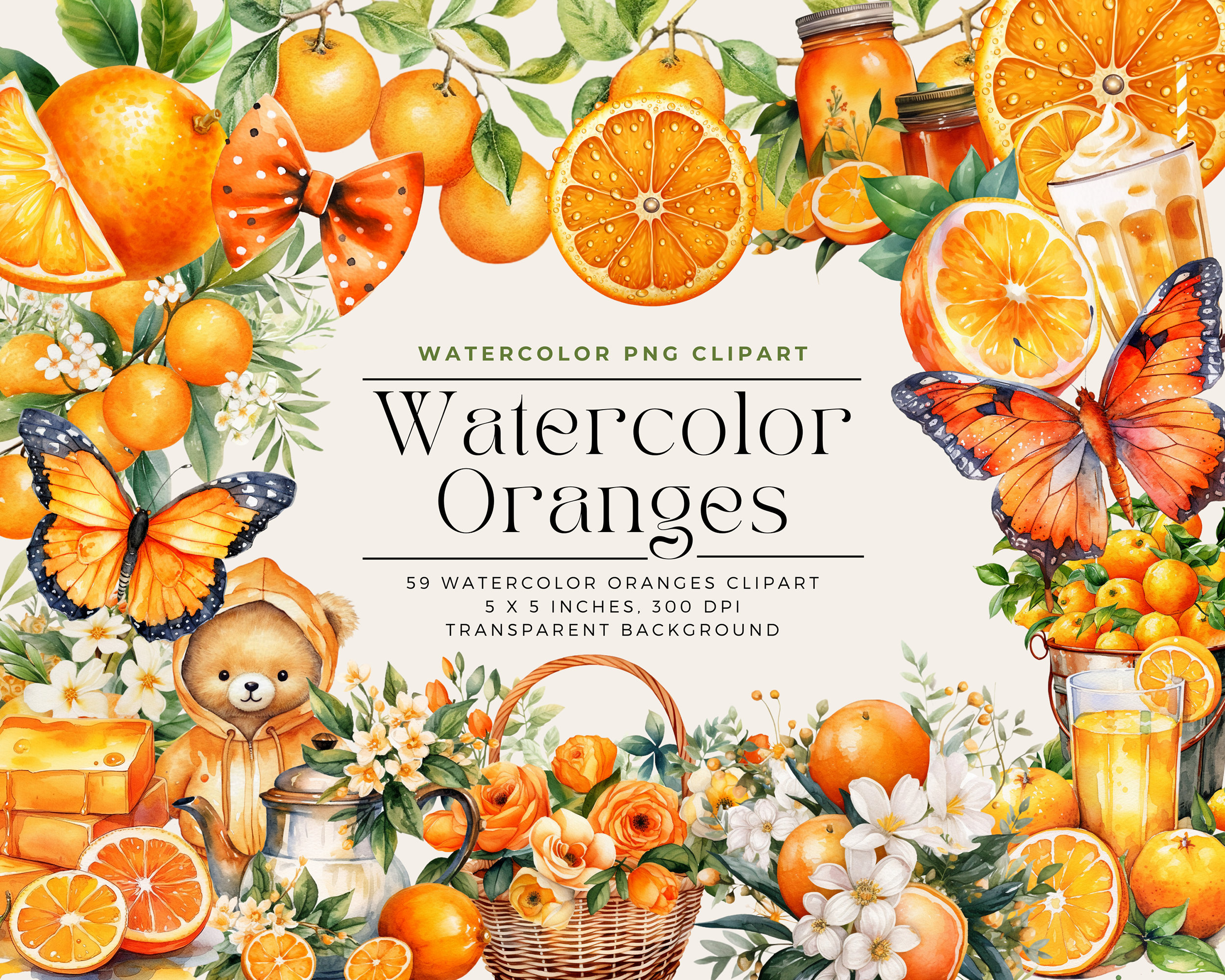 Watercolor Oranges Clipart PNG Watercolor Sublimation Oranges - Etsy