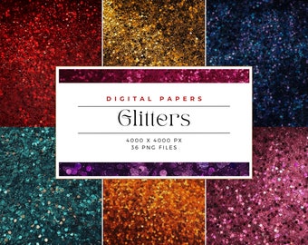 Ombre Glitter Digital Papers Scrapbook Papers Colorful - Etsy