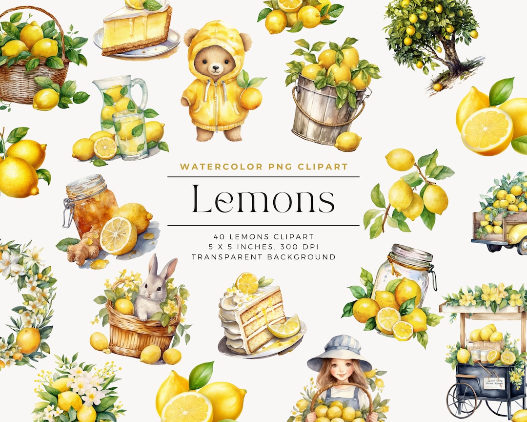 Watercolor Lemons Clipart PNG, Watercolor Sublimation Lemons Clipart ...