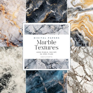 Marble Digital Paper Pack, Marble Textures, NOT Seamless Background ...