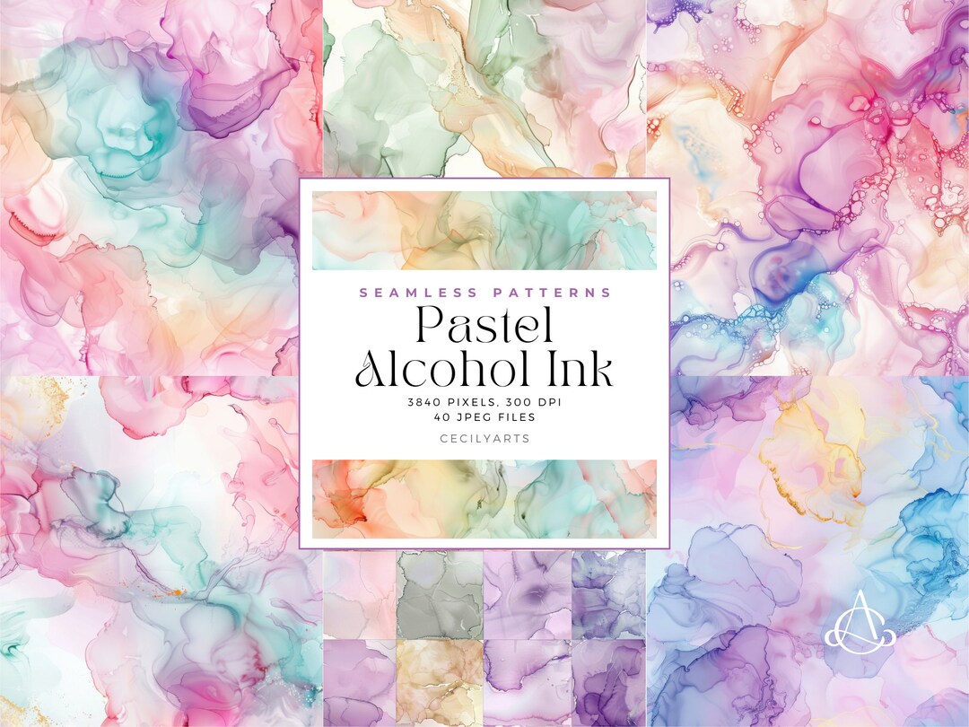 Pastel Alcohol Ink Seamless Patterns: Marble Background (digital Paper ...