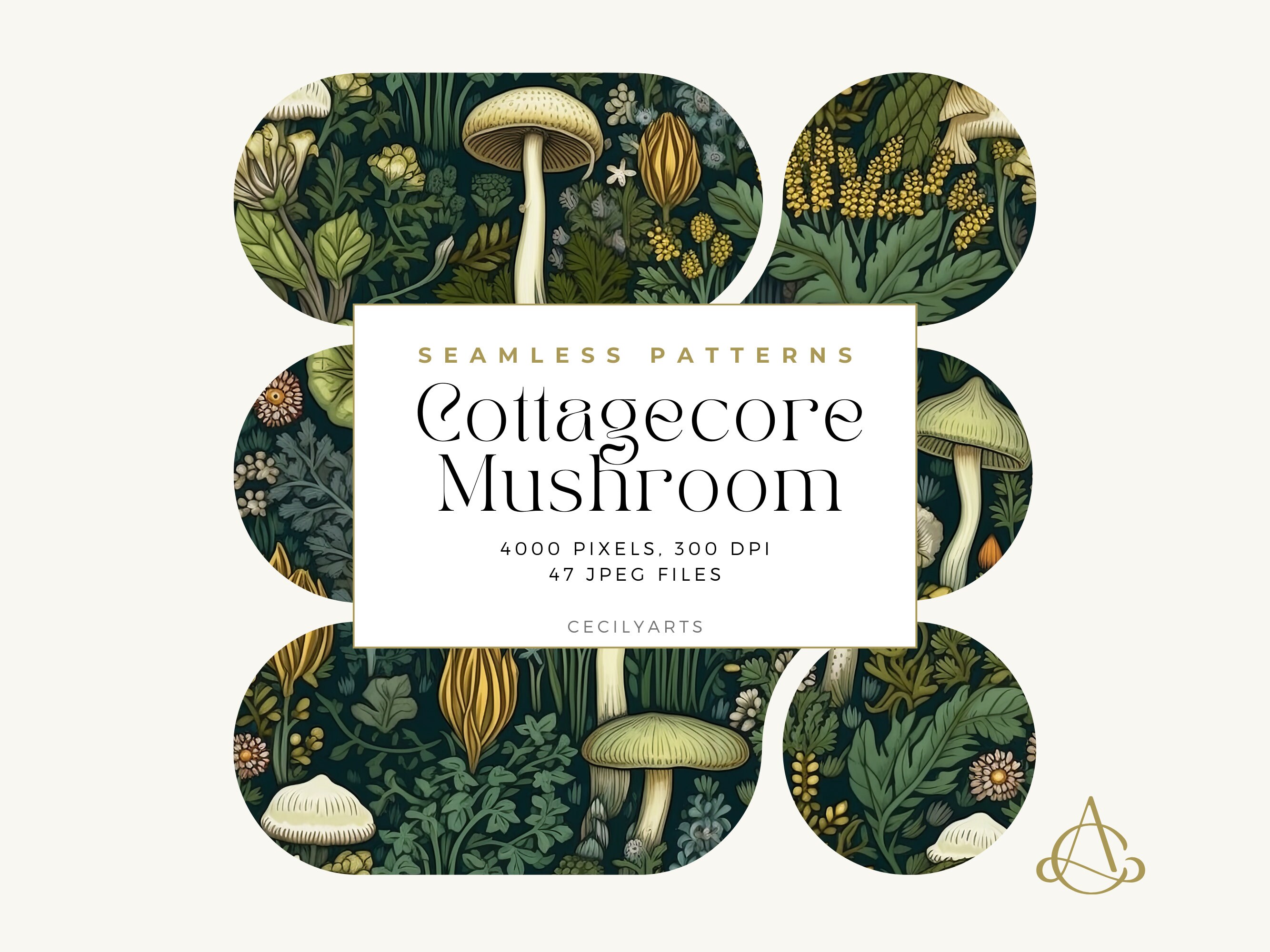 Cottagecore - Seamless Digital Patterns - Cottagecore Floral Seamless ...