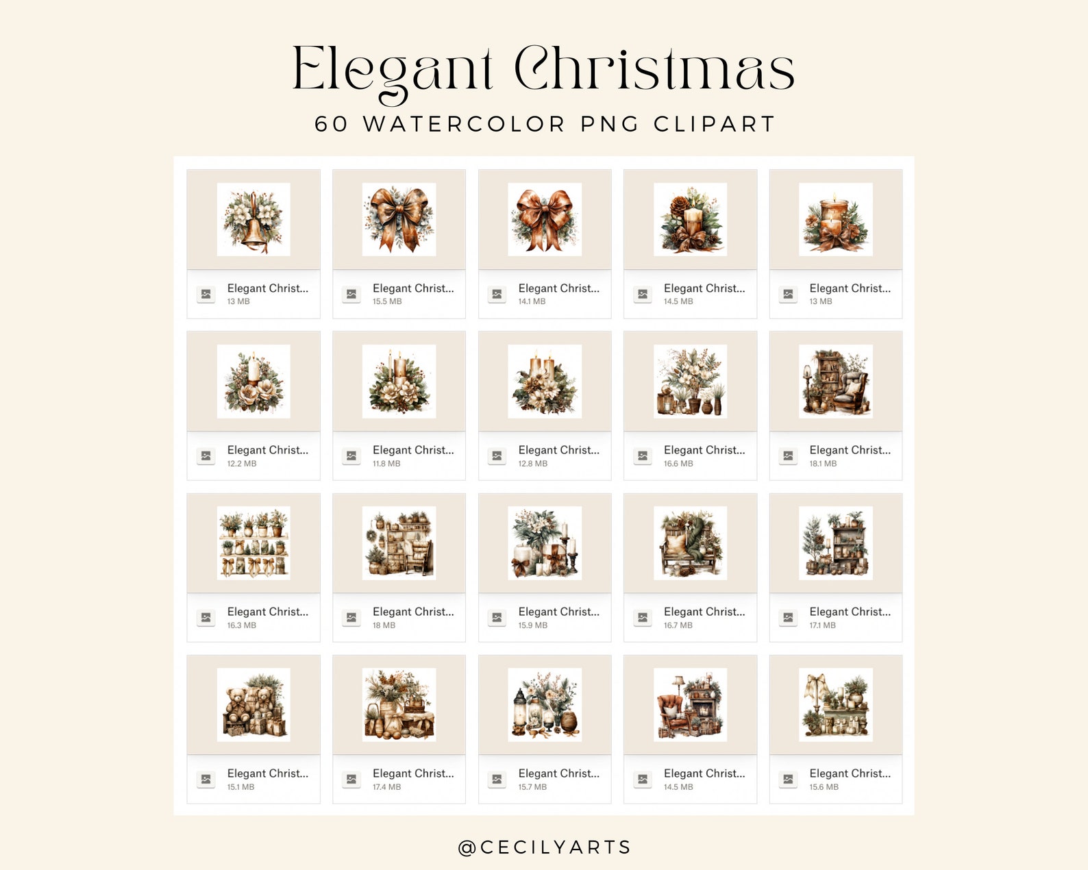 Elegant Christmas PNG, Christmas Bouquets, Watercolor Floral Clipart ...