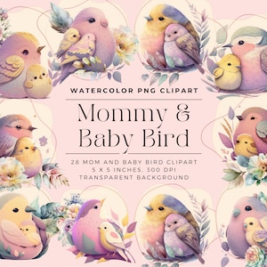Mother’s Day Clipart, Mother-baby Bird Clipart, Mommy and Baby Bird ...