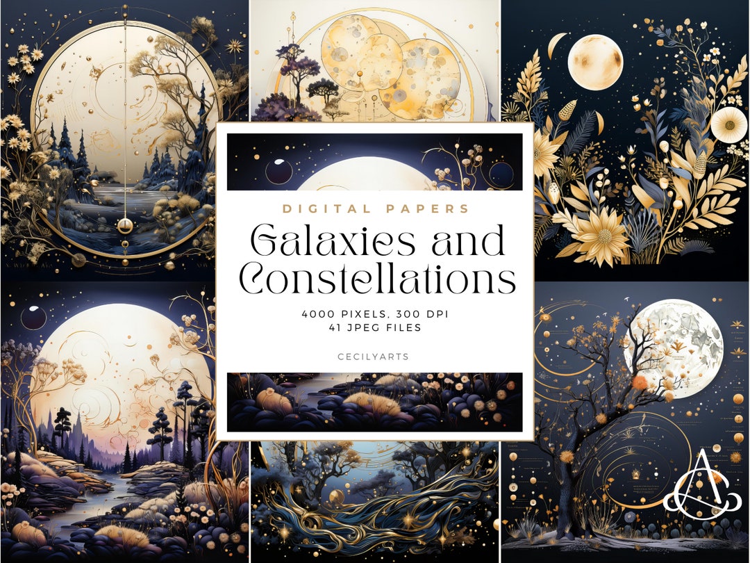 Constellations Collection Digital Paper, Scrapbook Paper, Decoupage ...