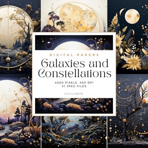 Constellations Collection Digital Paper, Scrapbook Paper, Decoupage ...