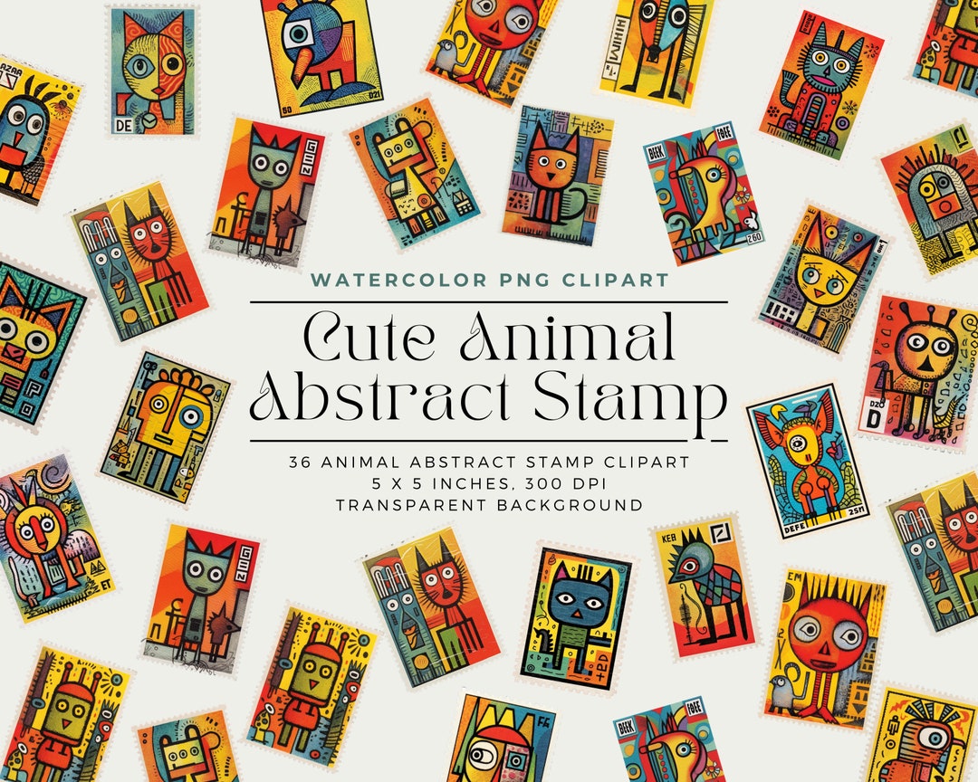 Colorful Stamp Graphics Clipart, Colorful Animal Stamp, Abstract ...
