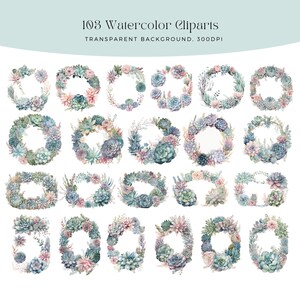 103 Pastel Succulent Flowers PNG, Watercolor Floral Clipart Bouquets ...
