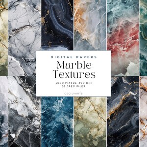 Marble Digital Paper Pack, Marble Textures, NOT Seamless Background ...