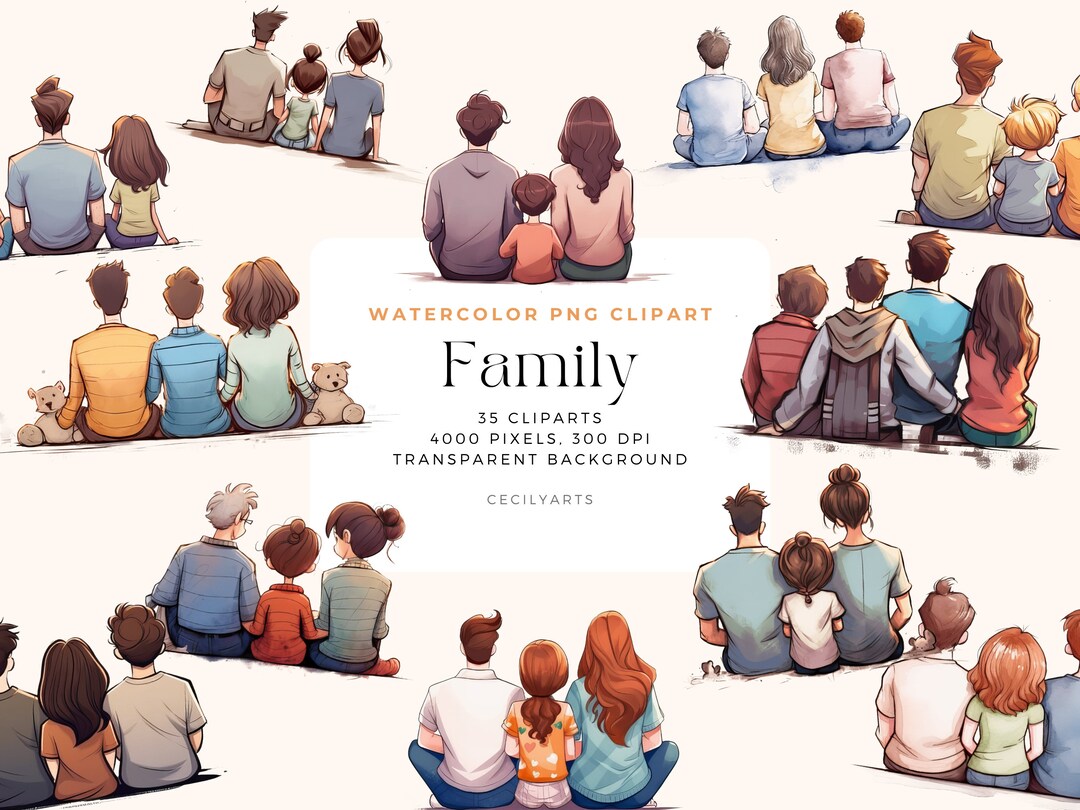 Family Watercolor Clipart Bundle: Parents, Kids, Pets (PNG Files) - Etsy