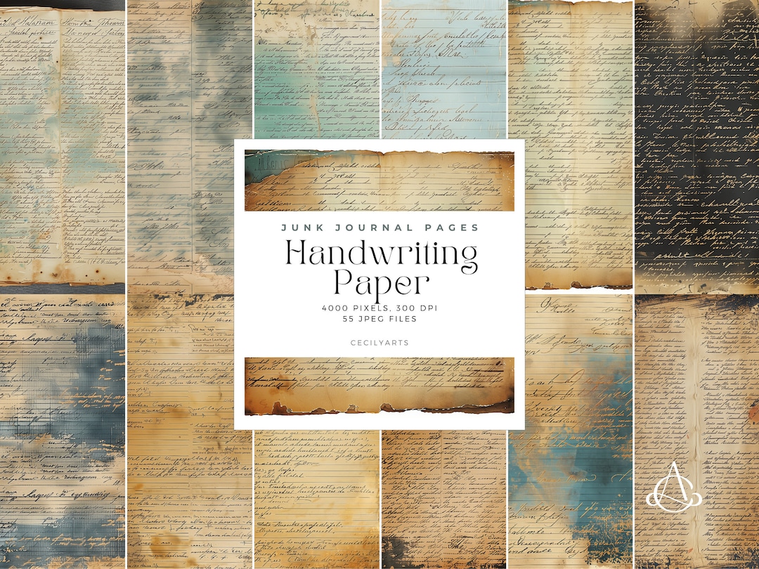 Handwriting Paper Junk Journal Pages, Printable Old Handwriting ...