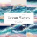 Watercolor Ocean Waves Digital Paper, Water Wave PNG, Glittery Ocean ...