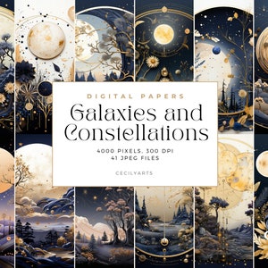 Constellations Collection Digital Paper, Scrapbook Paper, Decoupage ...