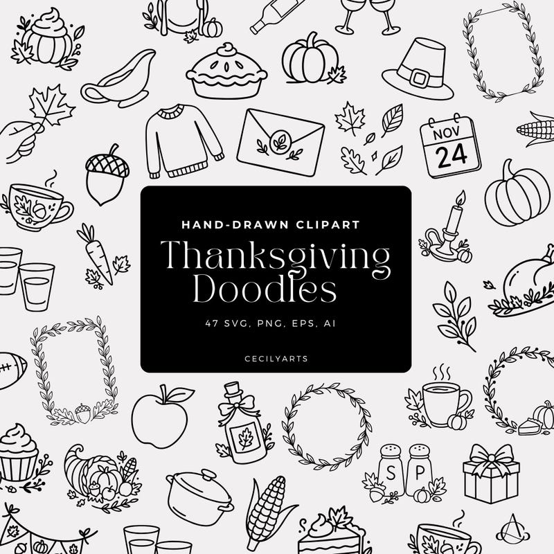 Thanksgiving Line Art - Etsy