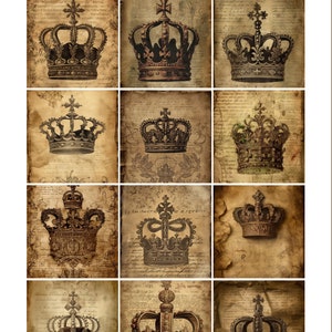 Crown Junk Journal Pages, Digital Download JPG, Decorative Paper, Junk ...