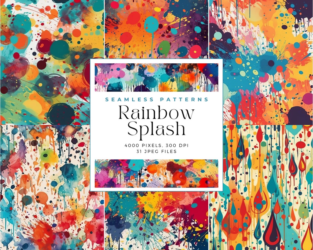 Rainbow Splash Patterns, Seamless Rainbow Splash Patterns, Splash ...