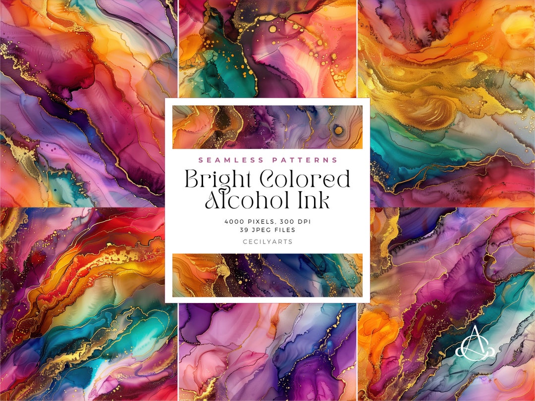Bright Colored Alcohol Ink Seamless Patterns, Alcohol Ink Digital Paper ...