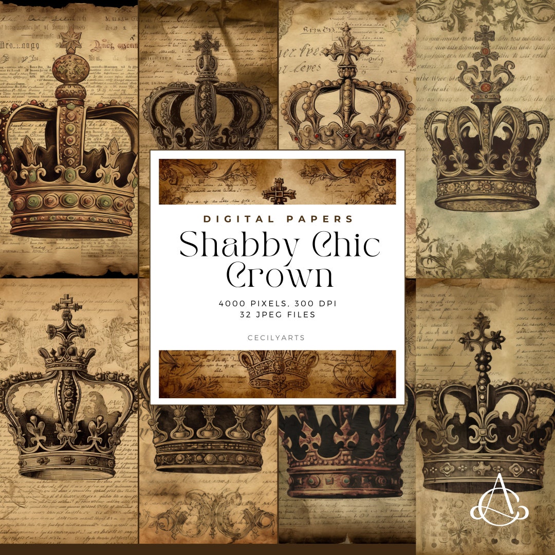 Crown Junk Journal Pages, Digital Download JPG, Decorative Paper, Junk ...