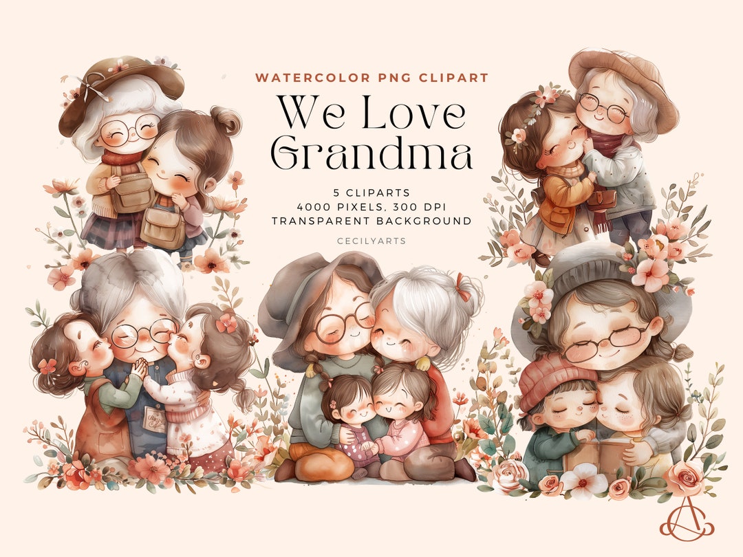 We Love Grandma Clipart, Grandparent PNG, Grandma Clipart, Digital ...