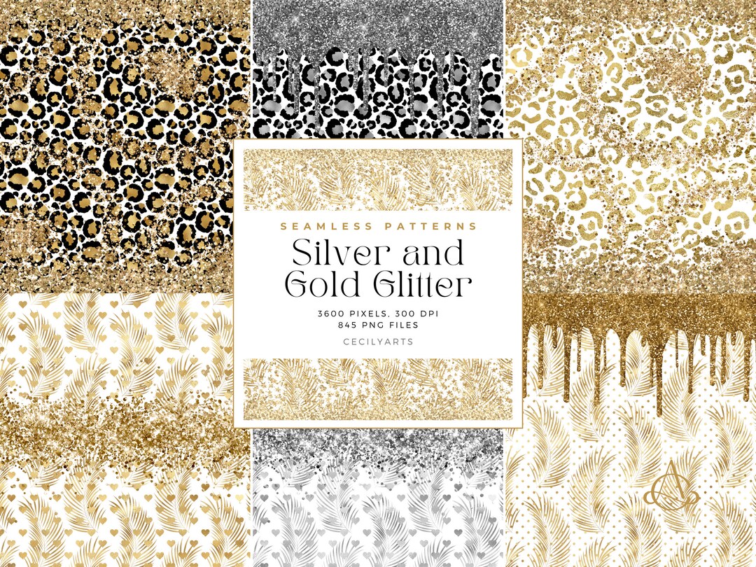845 Silver and Gold Glitter Patterns, Seamless Gold Glitter Confetti ...