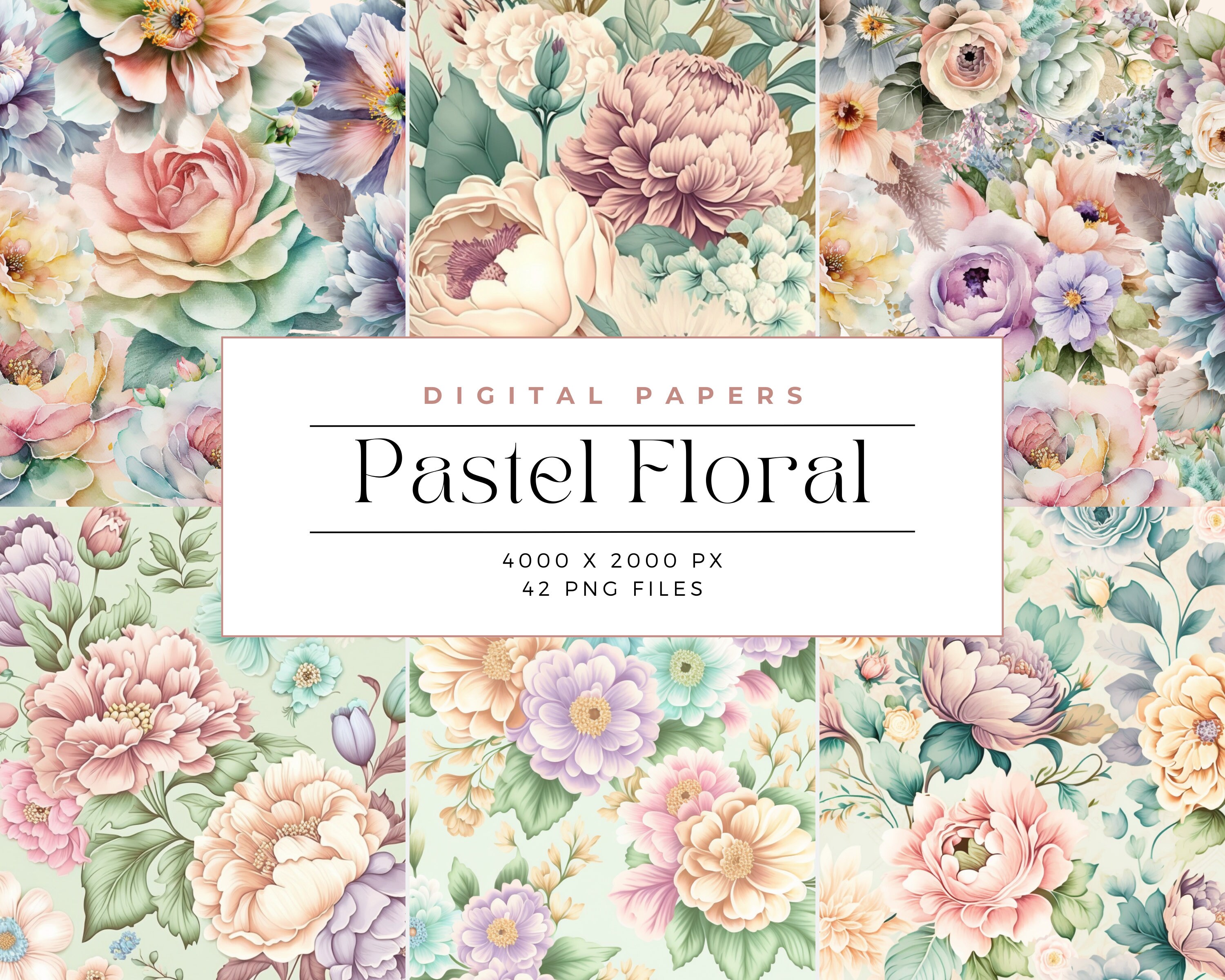 Pastel Floral Backgrounds, Floral Digital Paper Pastel Floral Paper ...