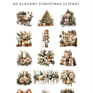 Elegant Christmas PNG, Christmas Bouquets, Watercolor Floral Clipart ...