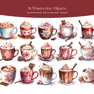 Christmas Hot Choco PNG, Watercolor Cup of Chocolate Clipart, Christmas ...
