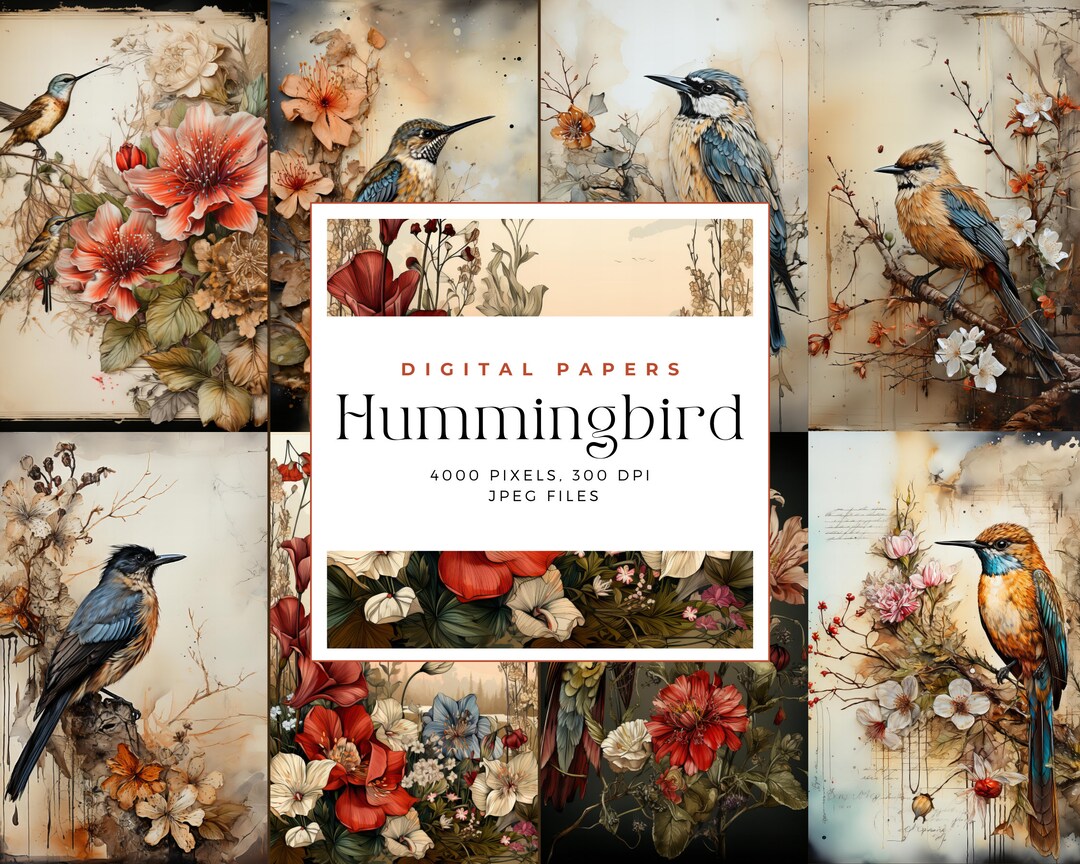 Hummingbird Floral Vintage Decoupage Paper, Decorative Paper, Junk ...