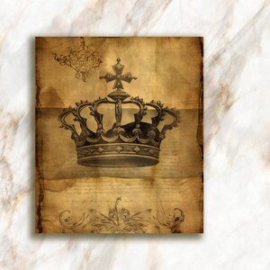 Crown Junk Journal Pages, Digital Download JPG, Decorative Paper, Junk ...