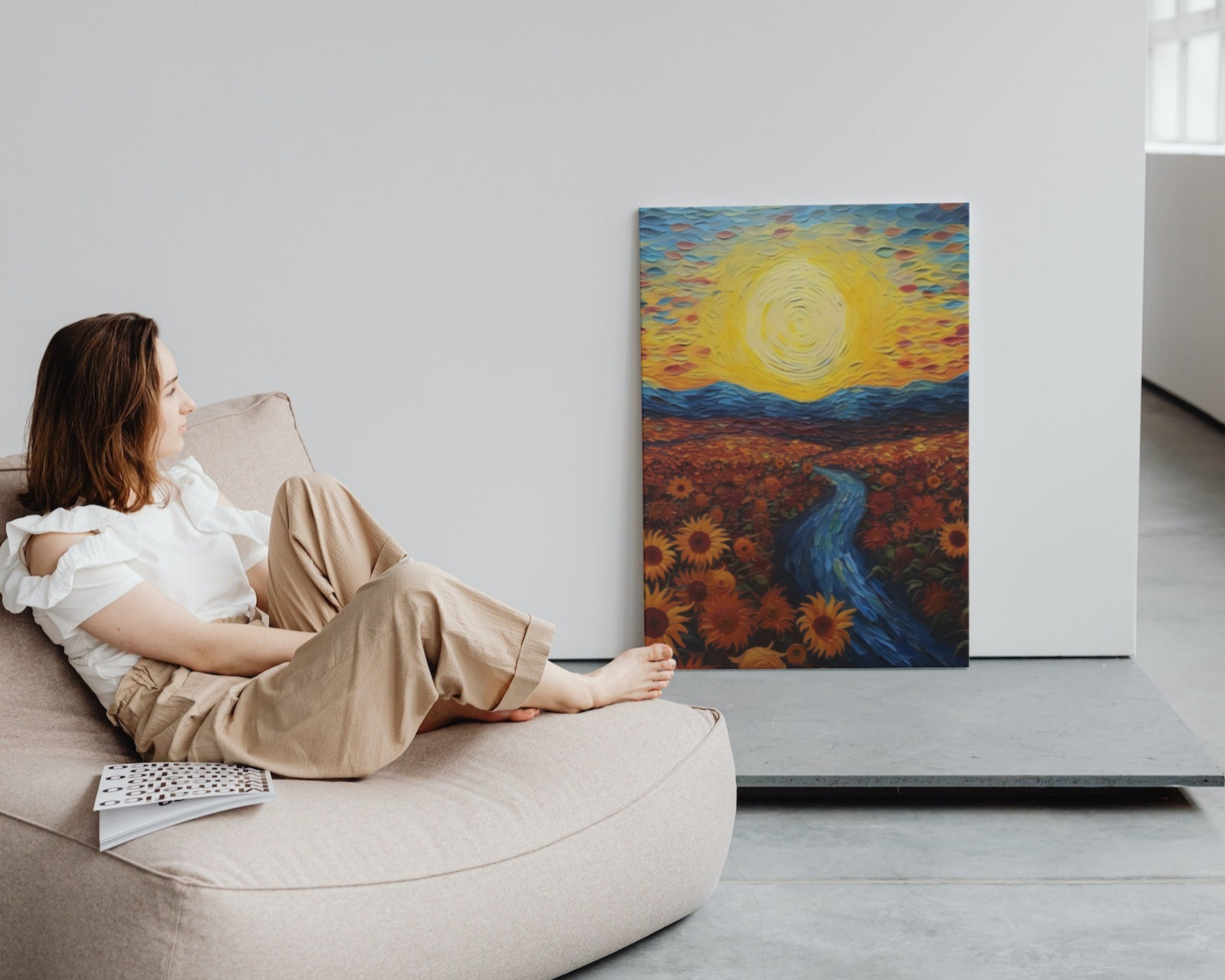 Watercolor Sunflower Field Digital Paper Set Spring Flowers - Etsy