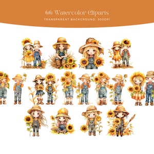 Watercolor Sunflower Scarecrow Clipart, Scarecrow Clipart PNG ...