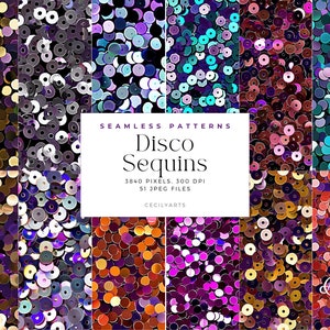 Disco Sequins Seamless Pattern, Glowing Bling Bling Disco Sequin ...