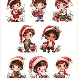 Christmas Boys Cliparts, Christmas Little Boy Watercolor Clipart Bundle ...