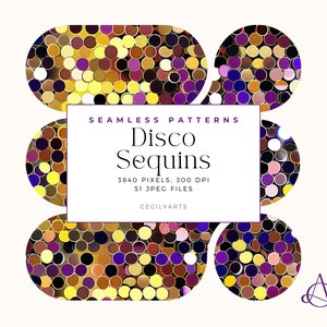 Disco Sequins Seamless Pattern, Glowing Bling Bling Disco Sequin ...