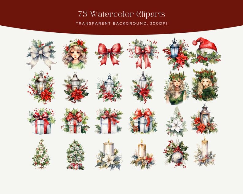 Holly Flowers PNG, Watercolor Holly Clipart - Winter Botanical ...