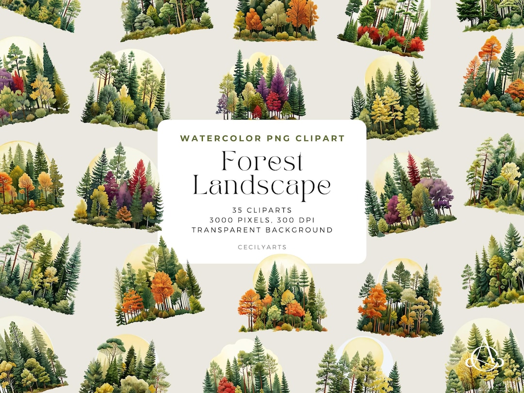 Forest Landscape Cliparts - Woodland Landscape Images, Nature Scenes ...