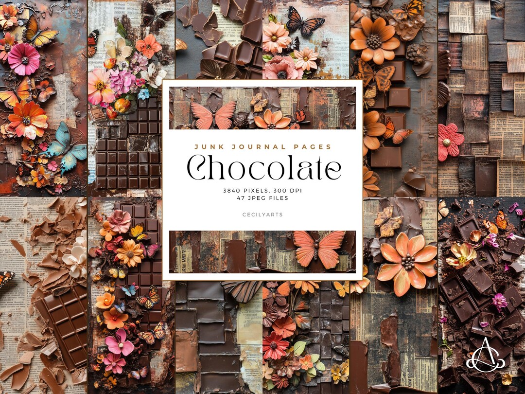 Chocolate Junk Journal Pages, Digital Download JPG, Decorative Paper ...