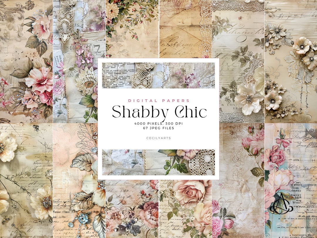 Shabby Chic Junk Journal Pages, Shabby Chic, Printable Paper, Digital ...