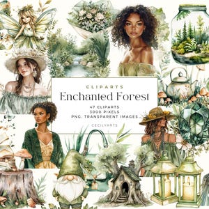 Enchanted Forest Clipart, Watercolor Fantasy Art, Magical Woodland ...
