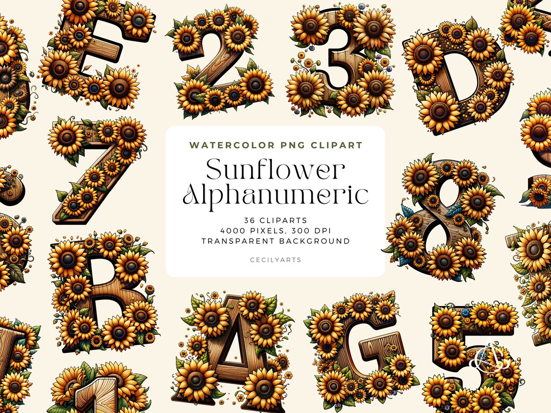 Sunflower Clipart Letter Sunflower Png Sunflower, Floral Alphabet A - Z ...