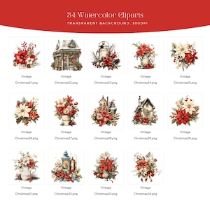Christmas Vintage Watercolor PNG Clipart Images - Watercolor Christmas ...