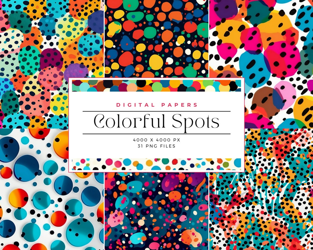 Colorful Polka Dots Digital Paper Set, Printable Backgrounds, Junk ...