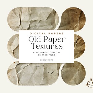 Old Paper Textures, Crumpled Distressed Aged Paper Backgrounds Grunge ...