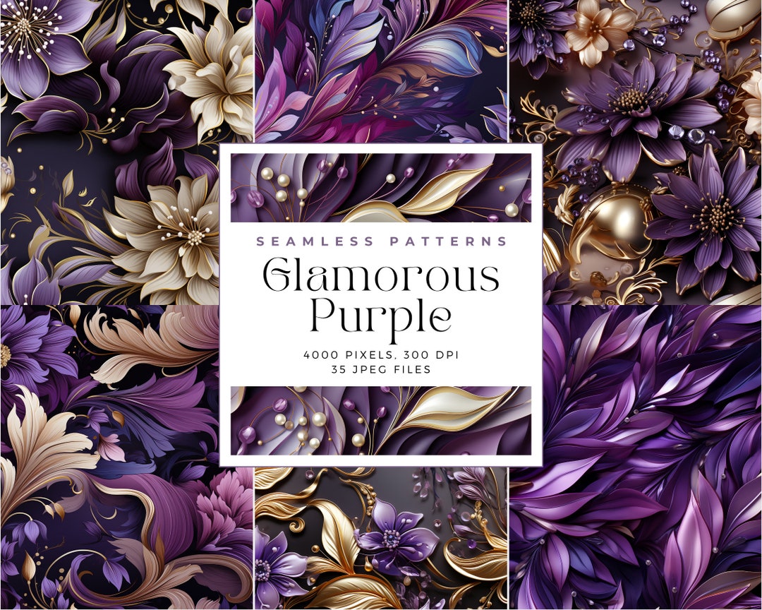 Purple Glamorous Seamless Pattern Digital Paper, Glam Digital Paper ...