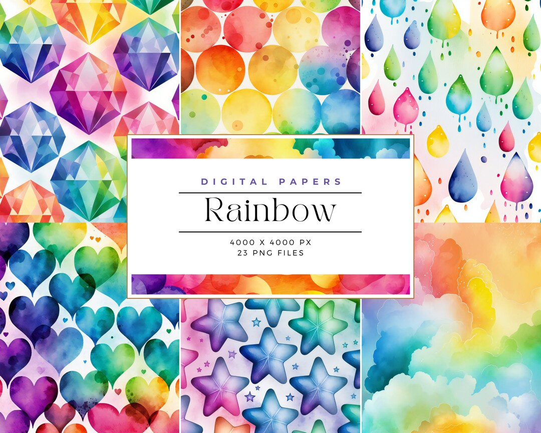 Rainbow Watercolor Background,rainbow Digital Paper, Rainbow ...