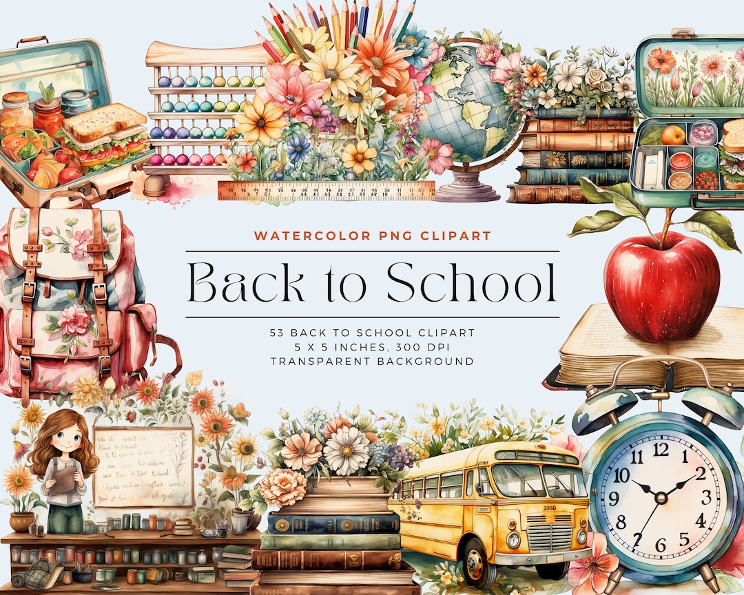 Back to School Clipart, Watercolor Teacher Clip Art, Commercial Use ...