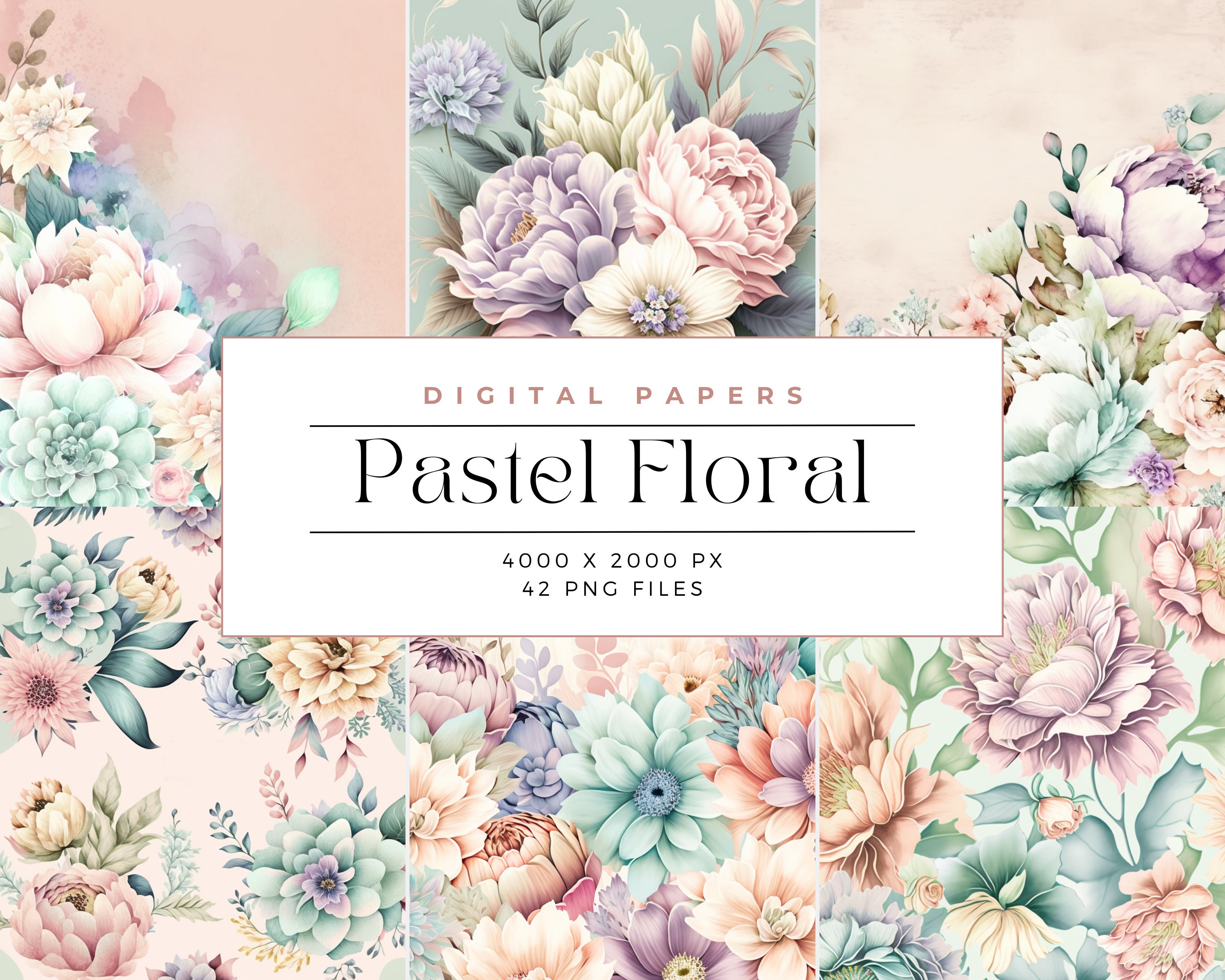 Pastel Floral Backgrounds, Floral Digital Paper Pastel Floral Paper ...