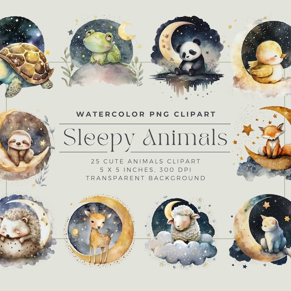 Sleeping Animals Clipart - Etsy
