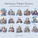 Watercolor Christmas Winter Houses Clipart, Winter House Clipart ...